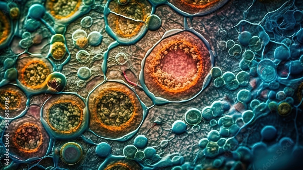 Stock-Illustration „Microscopic View of Cells Under the Microscope in ...