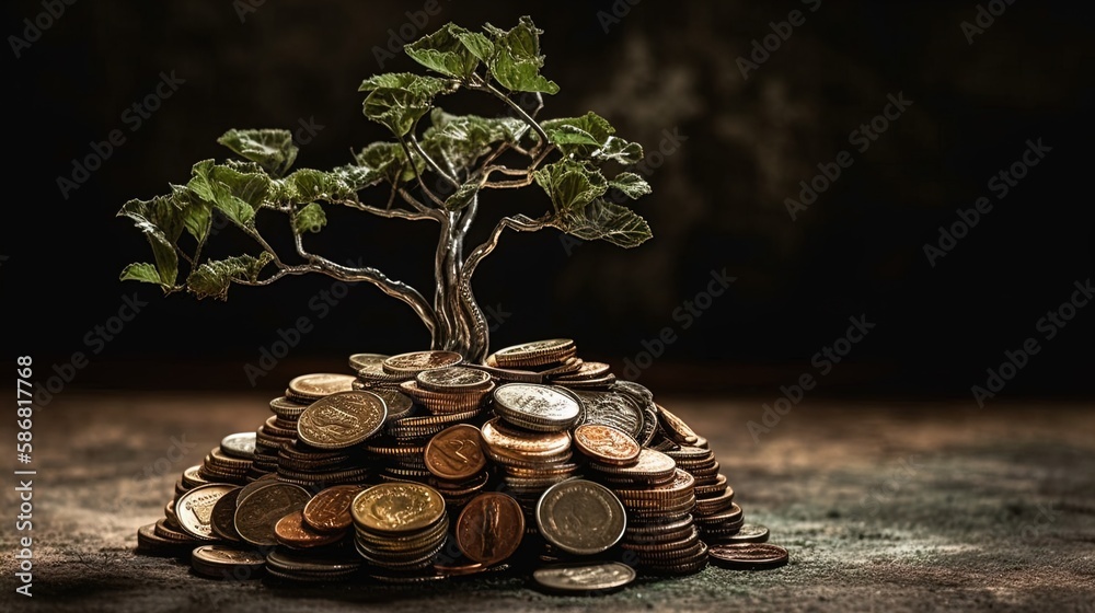 Financial Growth Concept of a Money Tree: Tree Sprouting from Money ...