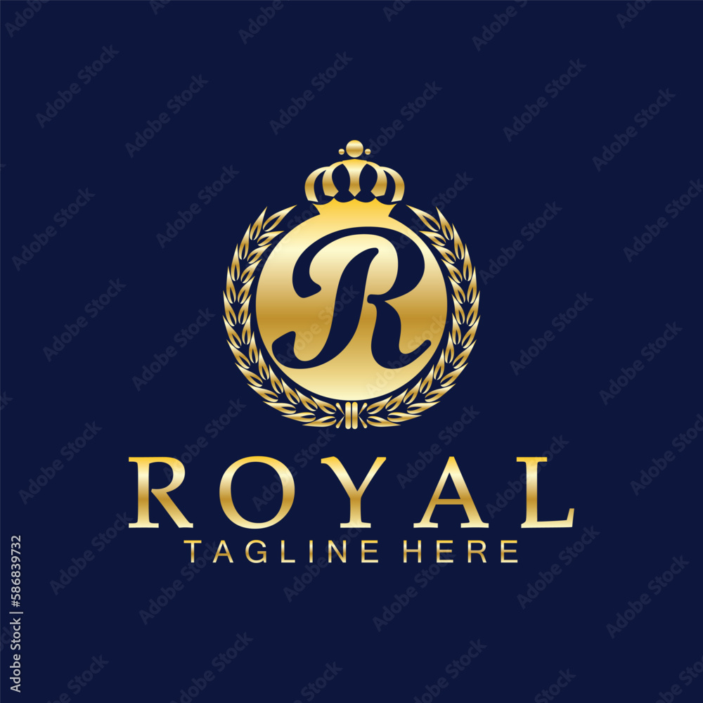 Vector de Stock R initial royal crown logo. Royal, King, queen luxury ...