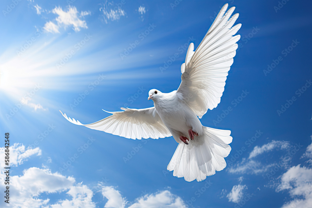 pentecost, flying holy spirit dove, Christian holiday, Generative AI ...