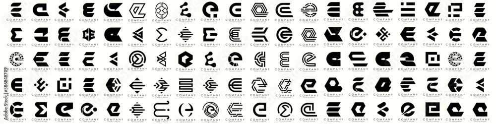 mega collection letters E logo design inspiration. minimalist abstract ...