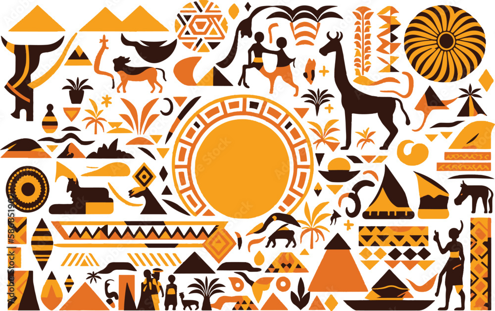 African Folklore Symbol Vector Illustration: Ethnic Tribal Traditional ...