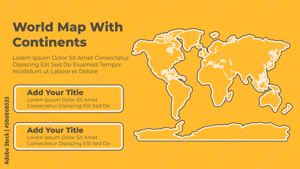 World Map with continents infographic presentation template Stock ...