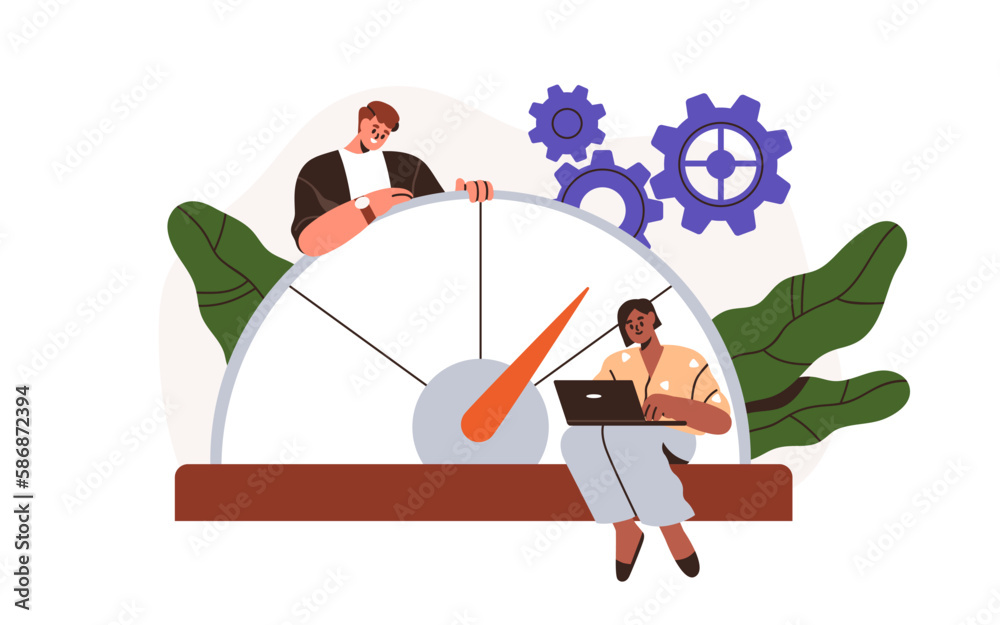 Benchmarking, business performance metrics analysis, comparison concept ...