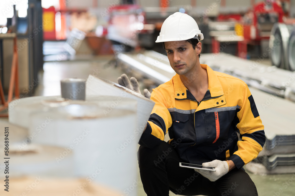 Manufacturing industrial, warehouse of raw materials. Male factory ...