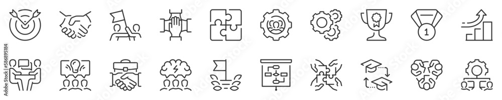 Line icons about Partnership. Symbol collection in transparent ...