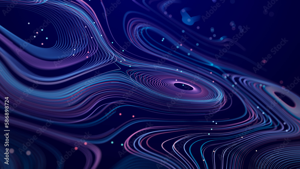 Abstract digital background from rounded colored lines. Information ...