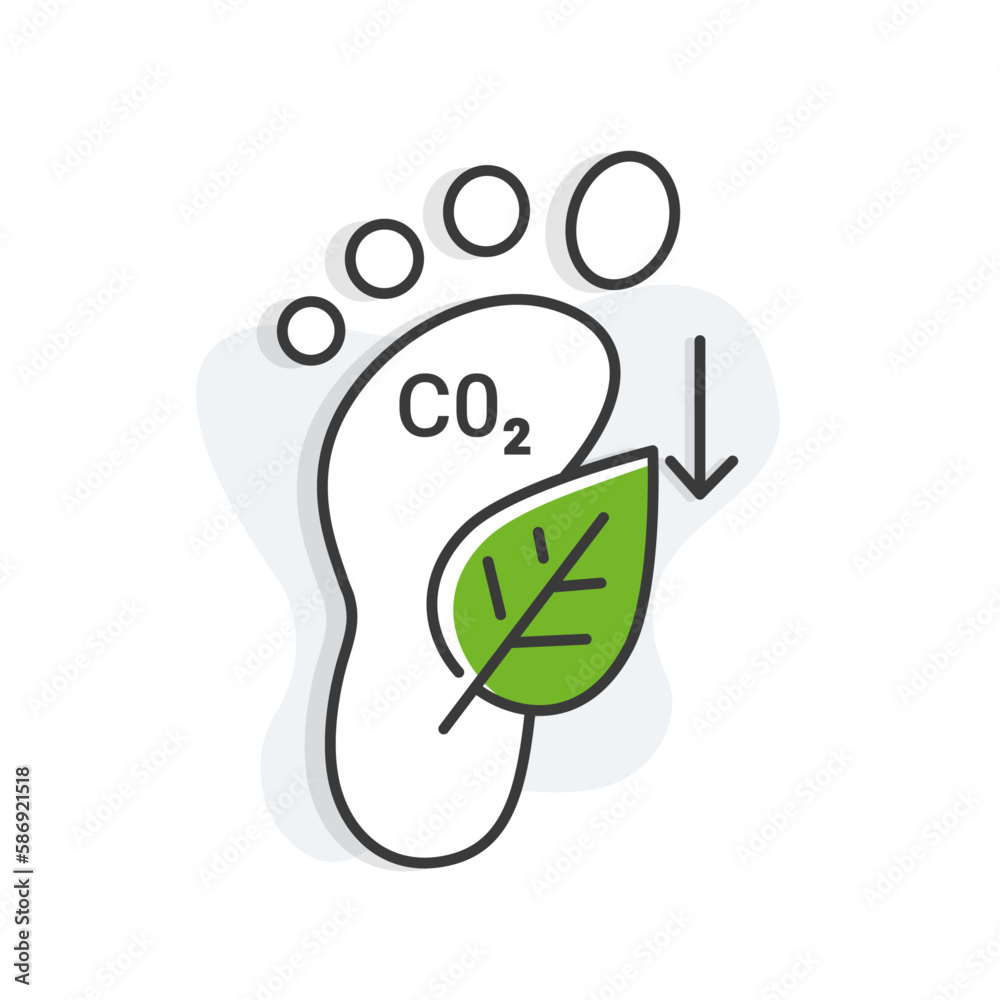 CO2 footprint reduction icon. Sustainability and Carbon Footprint ...