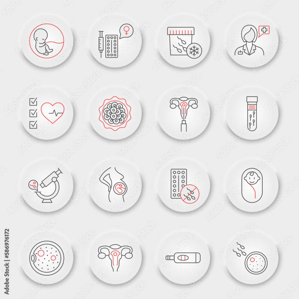 IVF line icon set, vitro fertilization collection, vector graphics ...