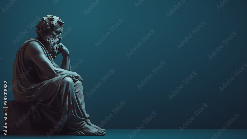 Stoic Greek Philosopher Thinking Man, Minimalist Digital Render Stock ...