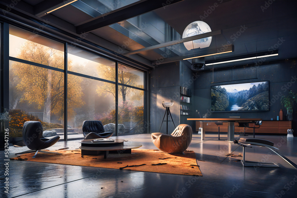 Ilustración de Stock An awe-inspiring smart home technology backdrop ...