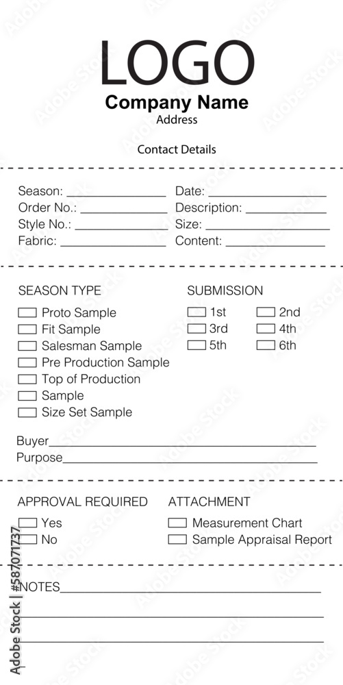 Editable Sample Card Template (Production) Stock Vector | Adobe Stock