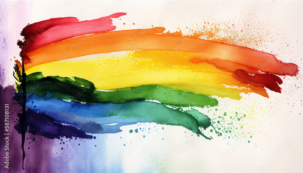 Watercolour background colours of the Pride flag, the rainbow symbol of ...