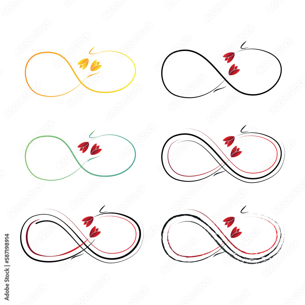 Tulip and infinity sign. Wedding day banner. Funeral, memorial day ...