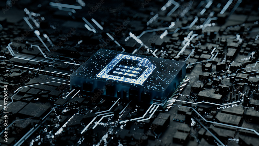 Word document Technology Concept with document symbol on a Microchip ...