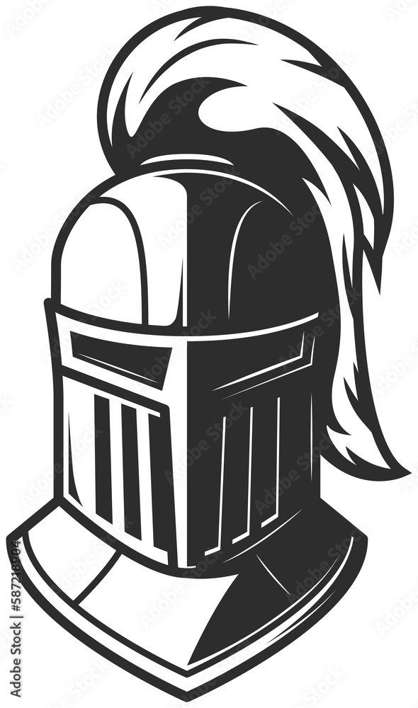 Knight warrior helmet, heraldry armor of soldier Stock Illustration ...