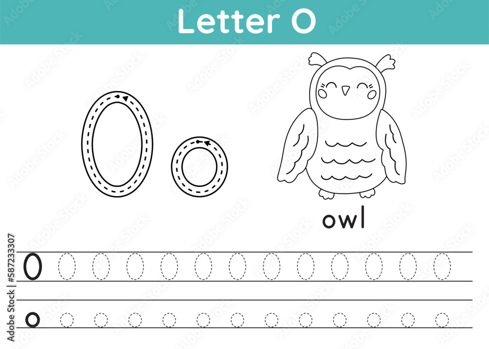 Alphabet ABC, a-z exercise. Coloring page. Trace letter O. Vocabulary ...