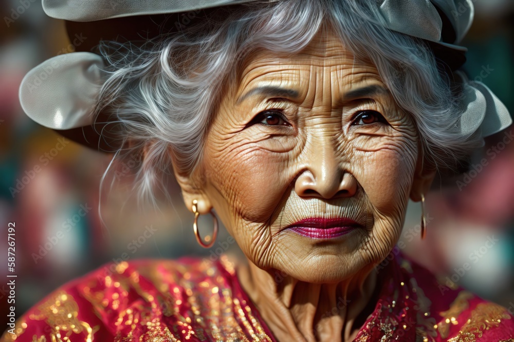 Artistic portrait of elegant and beautiful asian old woman. Grandma ...