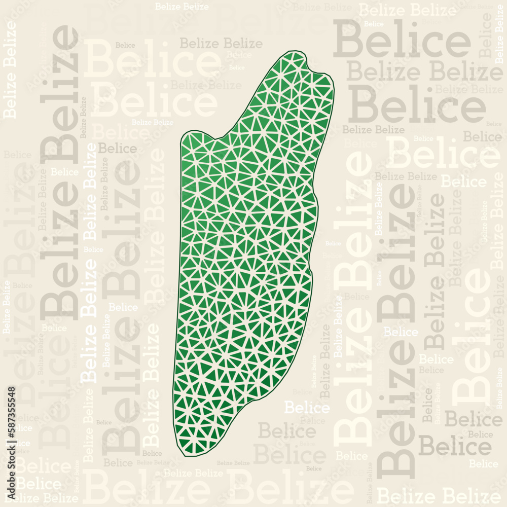 Belize map design with country names in different languages and a ...