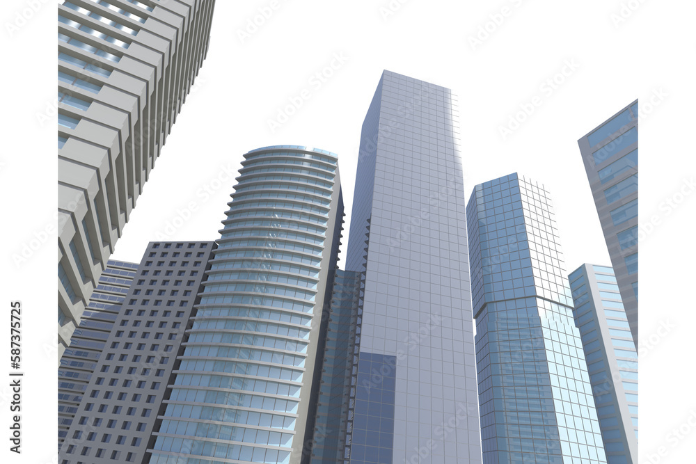 Three dimensional image of tall buildings Stock Photo | Adobe Stock