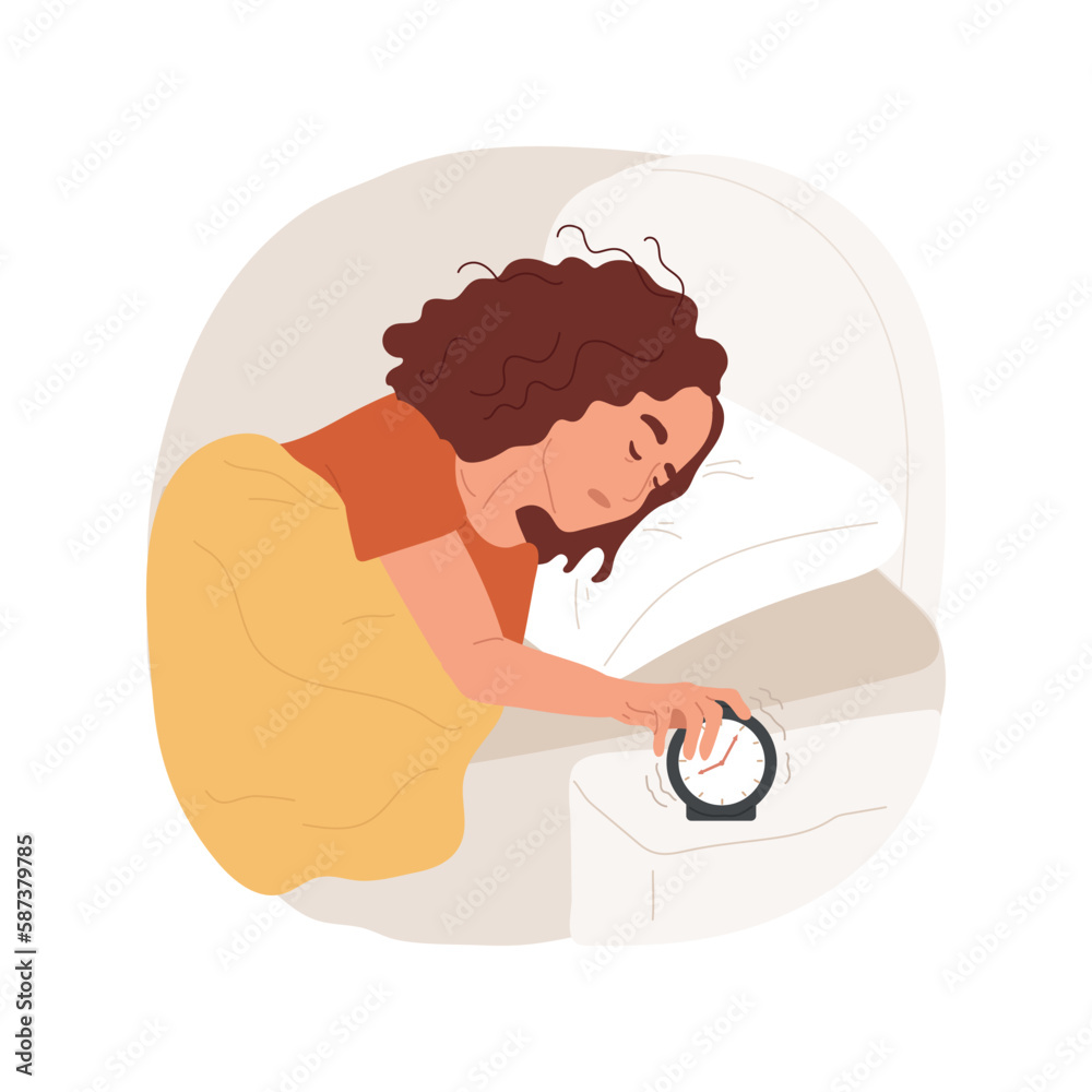 Sleeping late isolated cartoon vector illustration. Sleepy teenage girl ...