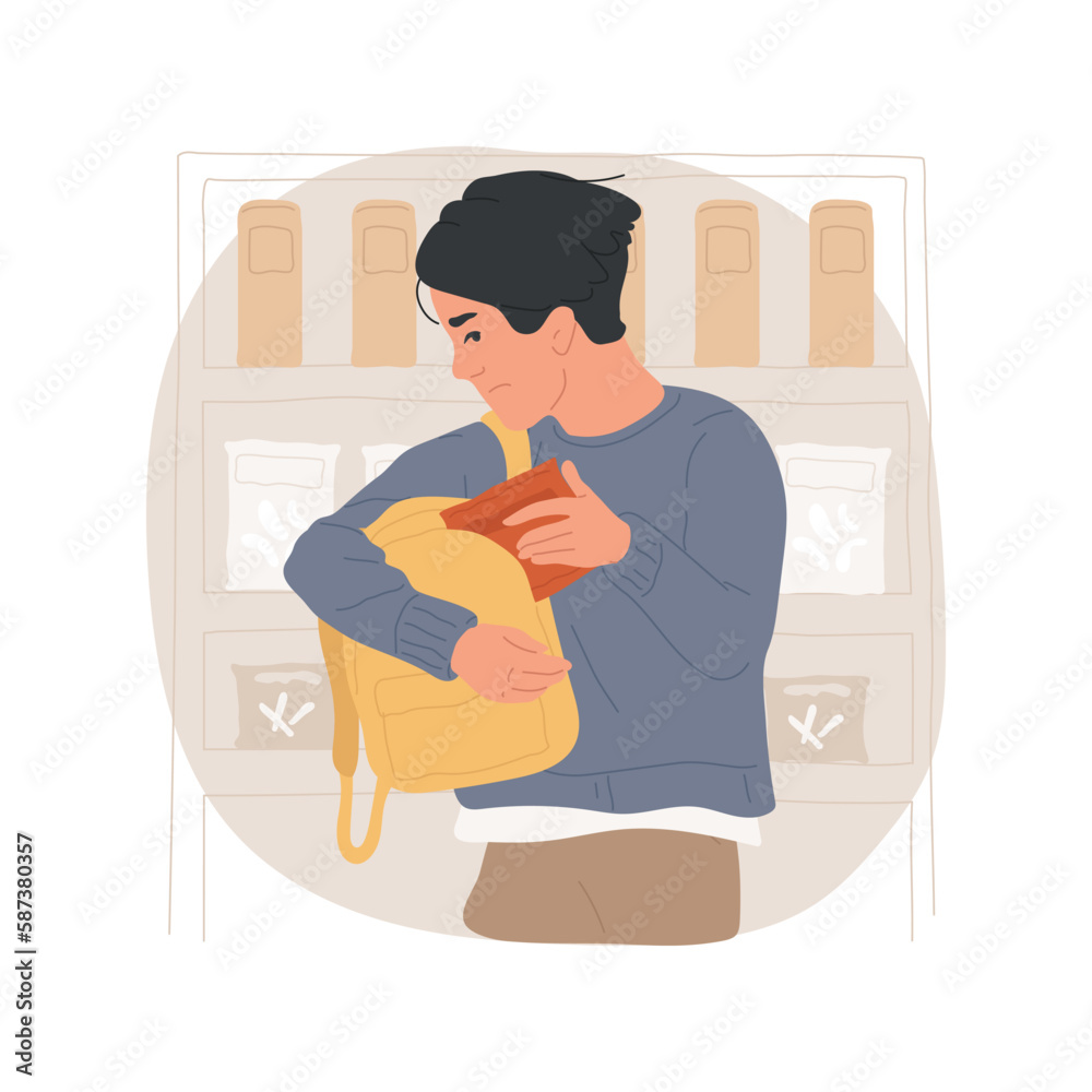 Shoplifting isolated cartoon vector illustration. Young teenage boy ...