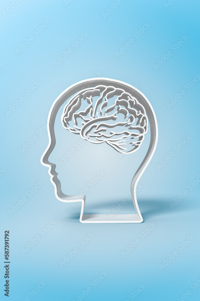Human head shape with brain Stock Illustration | Adobe Stock