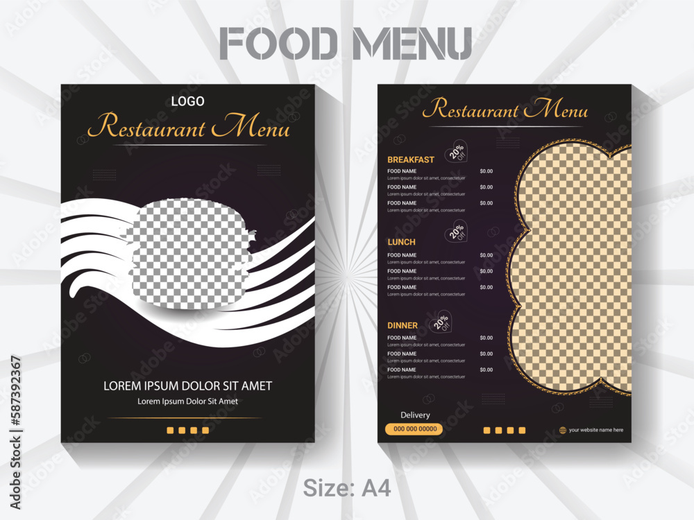 A4 size brifold brochure new year food menu template. modern vector ...