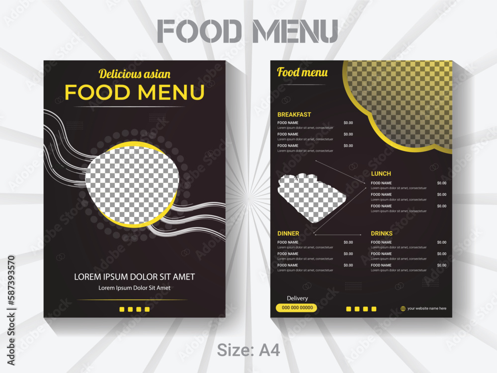 A4 size brifold brochure new year food menu template. modern vector ...