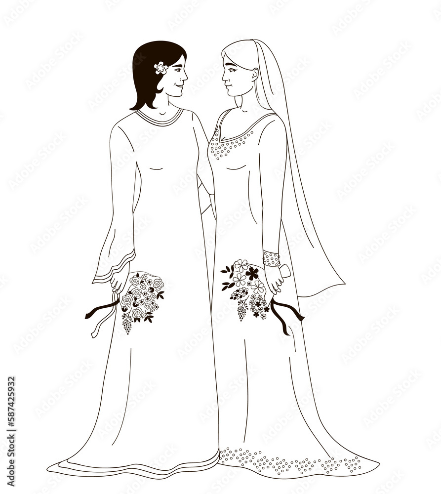 Lesbian Marriage ceremony, LGBT wedding concept Two women holding hands ...