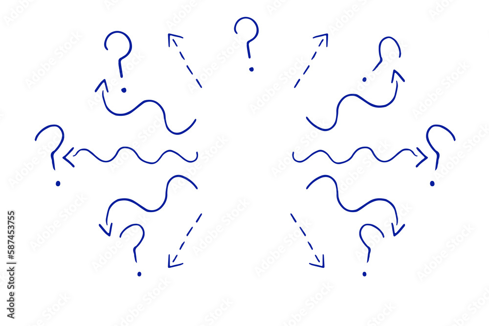 Blue curve line with question mark against white background Stock ...