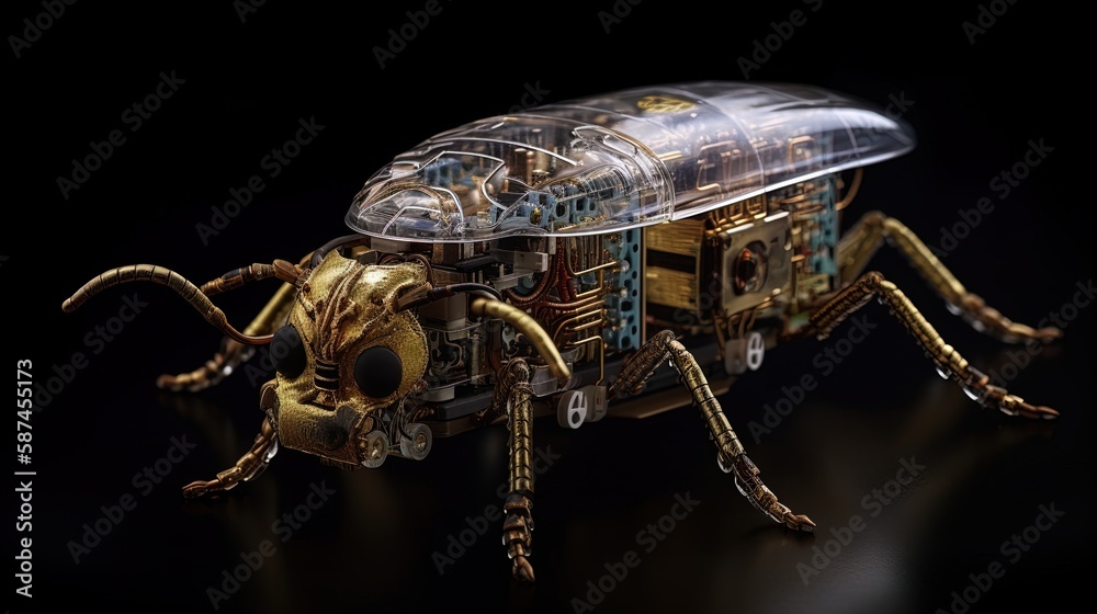 Ilustración de Stock Transparent Robotic Insects: Cyborg Creatures with ...