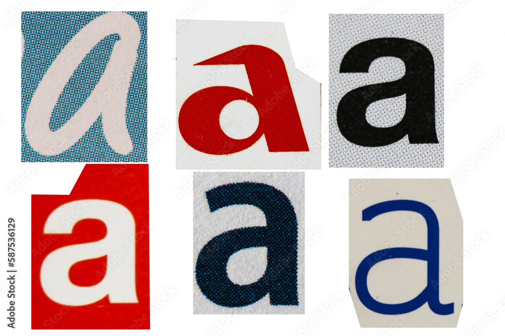 Letter font a from printout magazine cut out, collage element. Stock ...