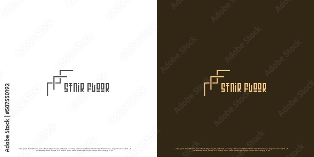 Floor stairs logo design illustration. Modern minimalist abstract floor ...