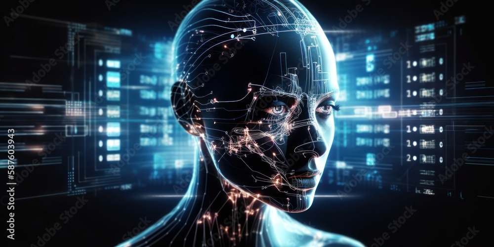 silhouette humanoid robot with artificial intelligence, generative, ai ...