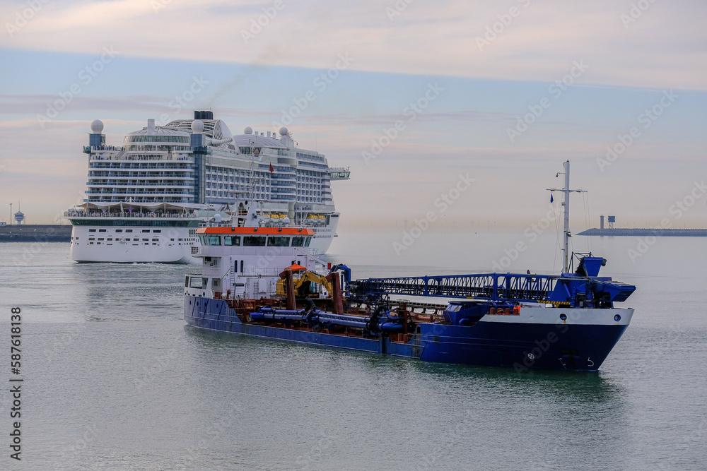 Modern mega white fun ship cruisehip cruise ship liner Prima or Bella ...