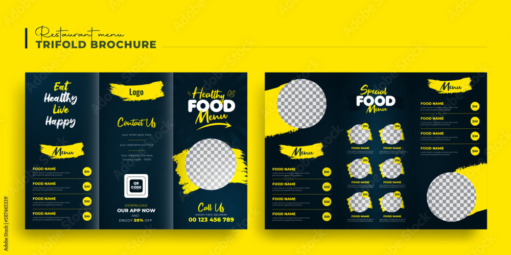 Vetor Food menu template design, set of editable restaurant trifold ...