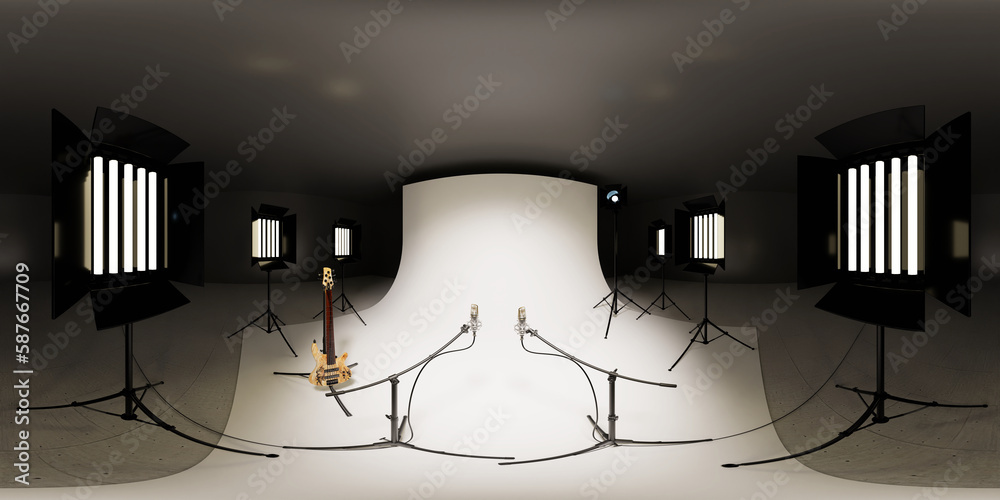 HDRI map, spherical music studio environment panorama background, 360 ...