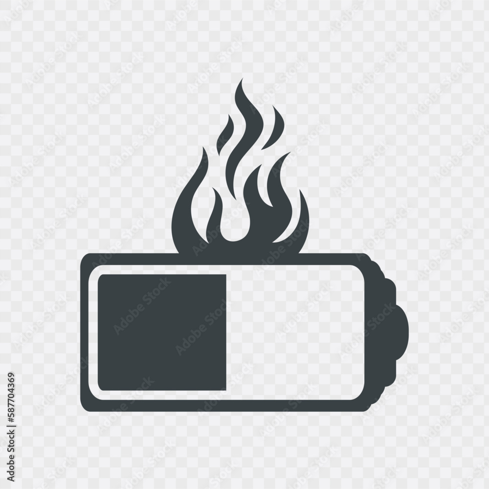 Fire battery icon design isolated on transparent background. Vector ...