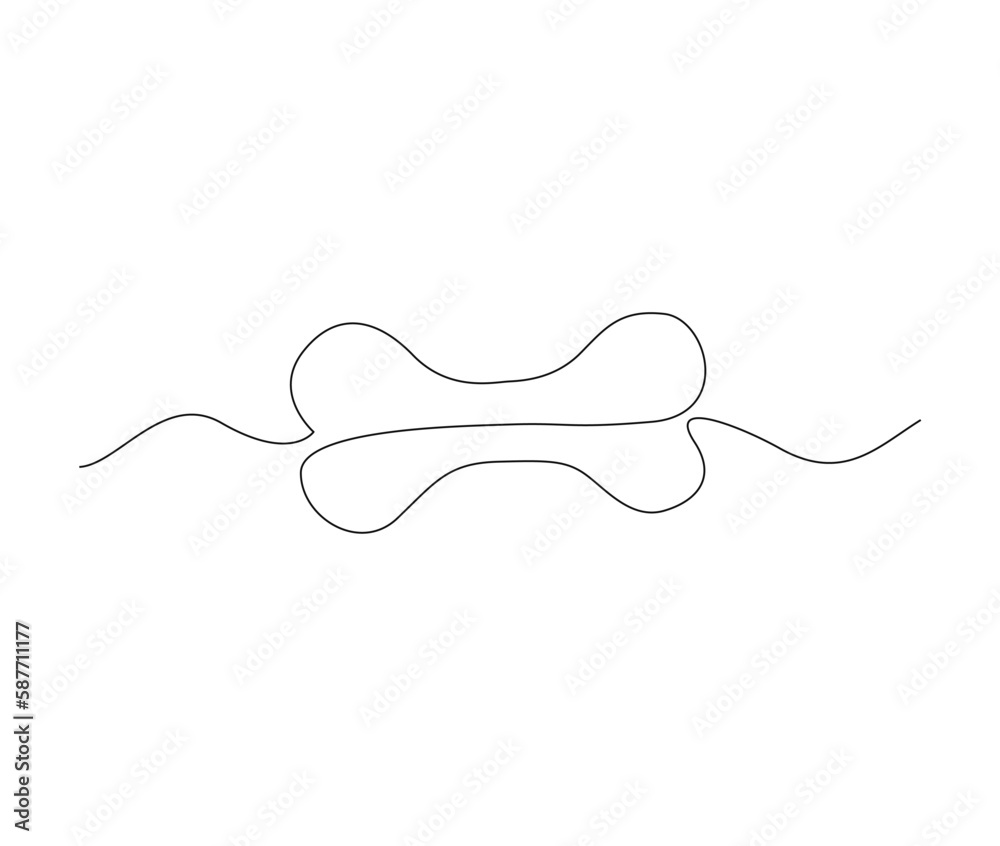 Continuous one line drawing of bone. simple human bone line art vector ...
