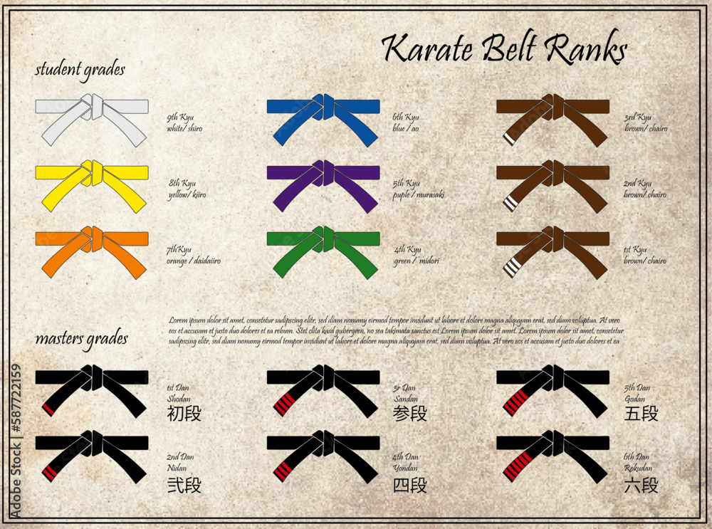 Karate Belt Ranks Stock Vector | Adobe Stock