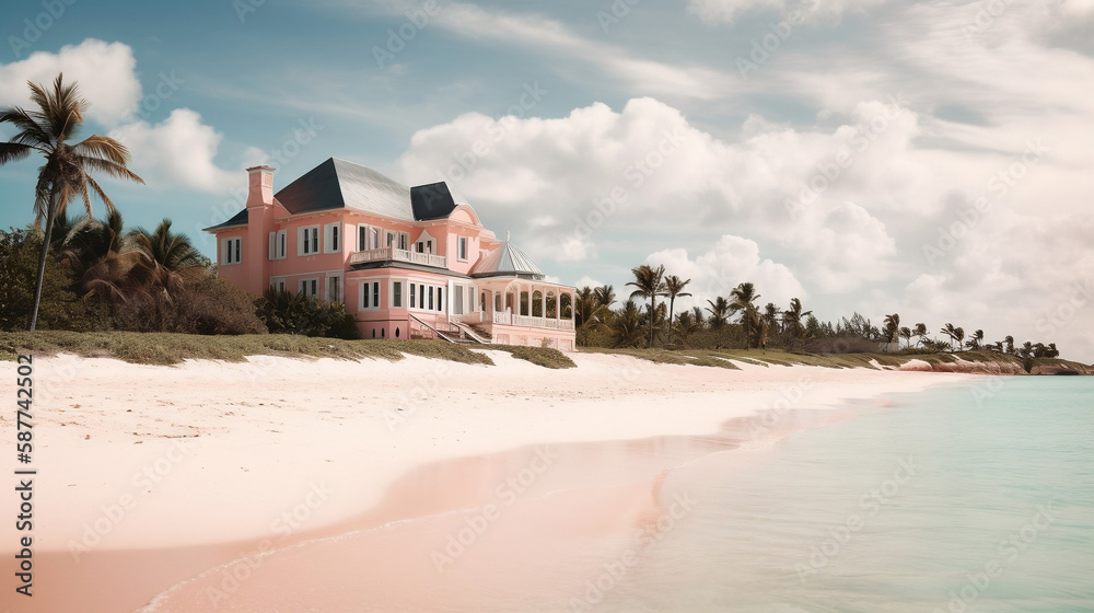 The stunning pink sand beaches of Harbour Island in the Bahamas, with ...