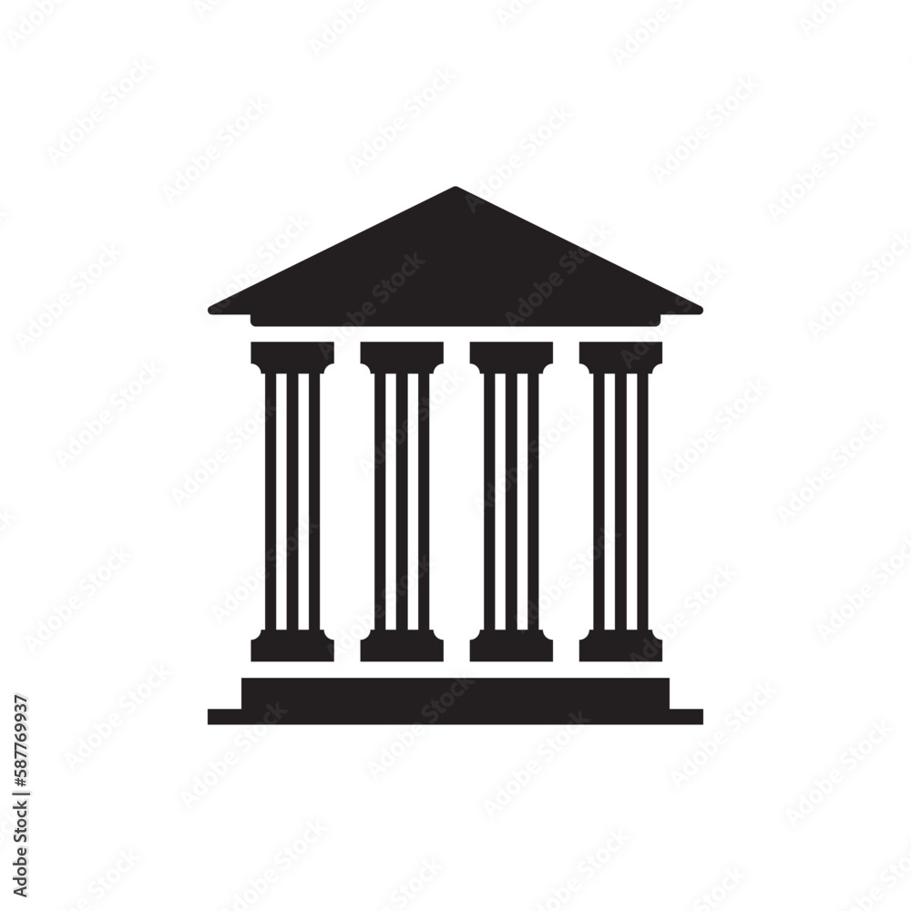 Museum vector icon. Bank sign. Christian temple icon. Art museum sign ...