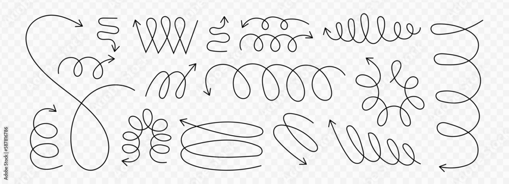 Line spiral spring arrow vector illustration set on transparent ...