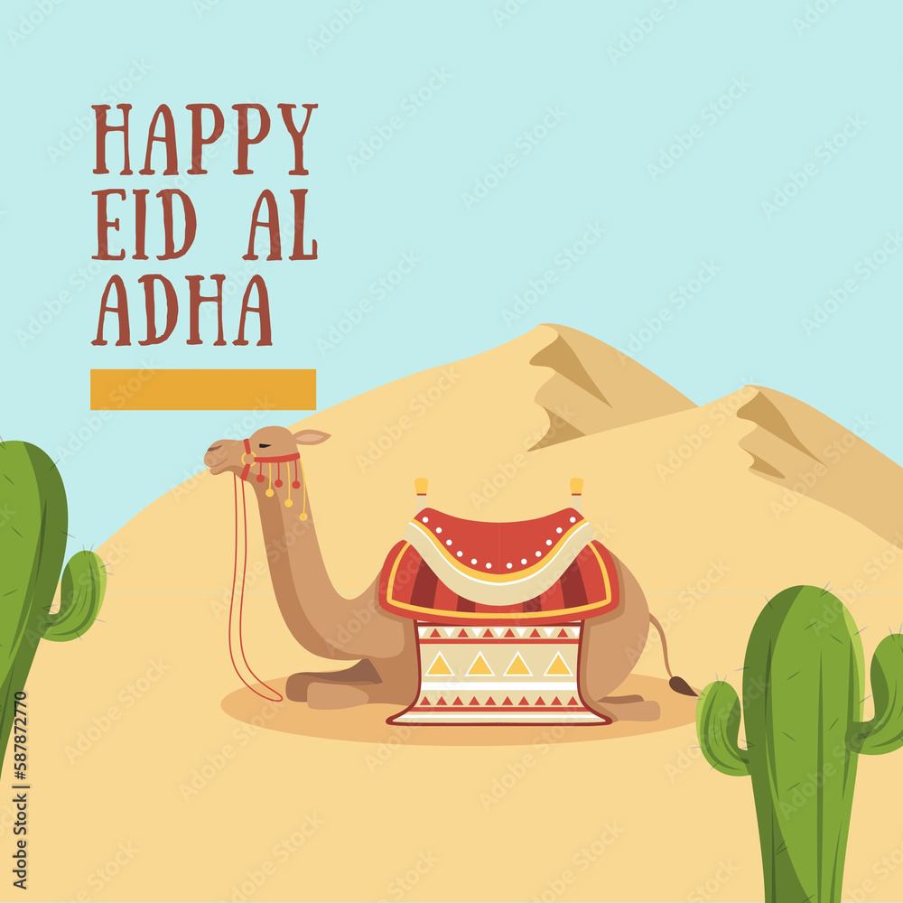 Greeting card on occasion Eid Muba, Arabic Islamic calligraphy of text ...