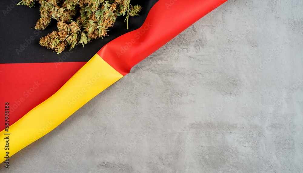 Deutschland Flagge mit Drogen. Close-UP. Das Bild steht für die ...