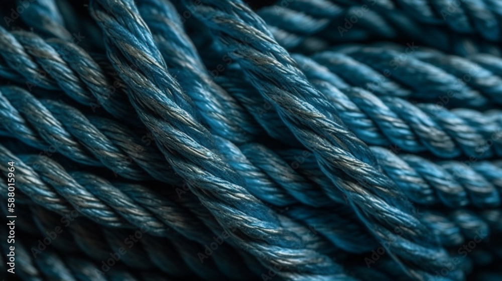 strands of blue cord in full screen. Background from tangled threads ...