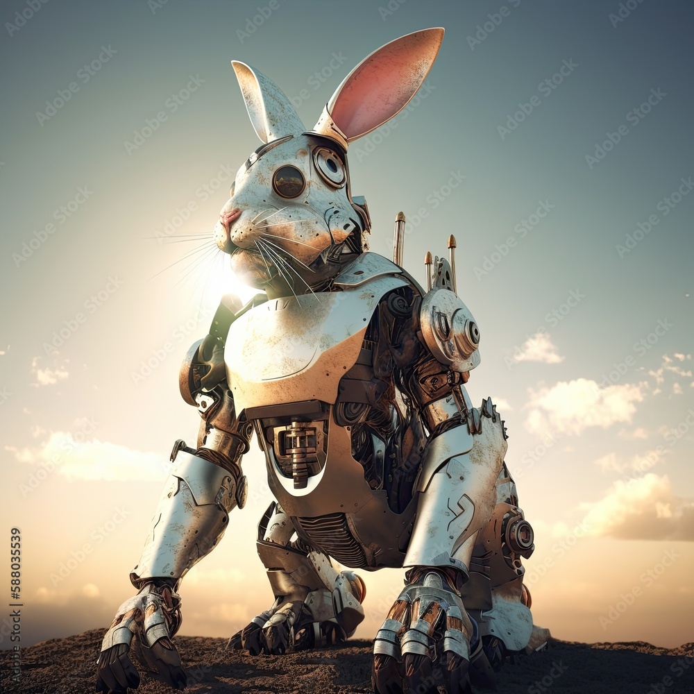 Robotic Rabbit Armed with Light and Energy: Futuristic Knight's ...