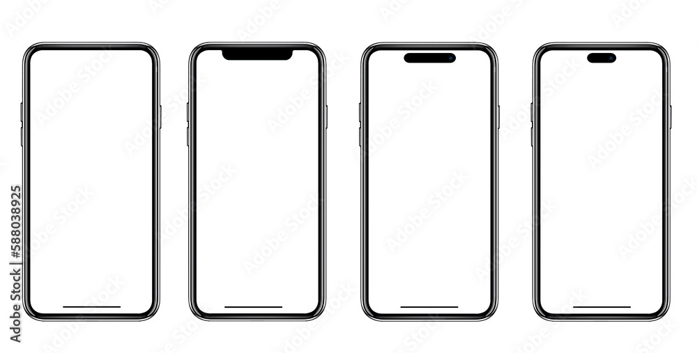 Smartphone similar to iphone 14 with blank white screen for Infographic ...