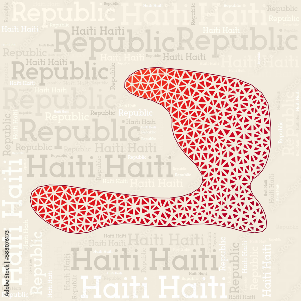 Haiti map design. Country names in different languages and map shape ...